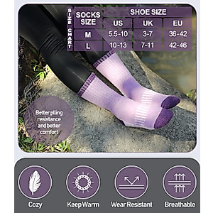 DYW Womens Merino Wool Hiking Socks Thermal Warm Winter Boot Crew Socks Cushion Work Walking Gift Socks 5 Pairs （5 Pairs Color Mix A,Medium）