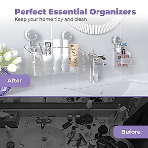 KatiKaddy Suction Cup Shower Caddy 2-Pack Set, No-Drilling New Home Decor Essentials, Large&Small Shower Organizer Shelf, Rustproof Sturdy Accessories Storage Rack, For Apartment Wall Bathroom Dorm RV