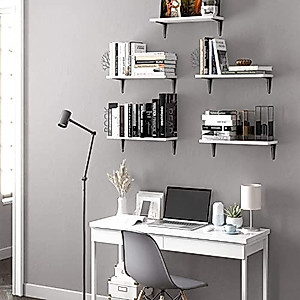 Wallniture Assisi White Floating Shelves for Wall, Wood Wall Shelves for Kitchen Organization and Storage, Wall Shelf Set of 5