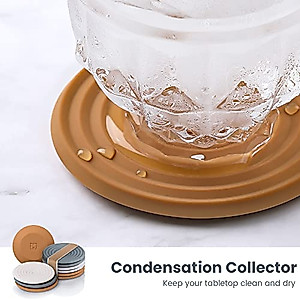 Set of 6 Silicone Coasters for Drinks - HOMKULA 10mm Thick, Coasters for Coffee Table, Drink Coasters for Wooden Table, Rubber Coasters, Stain-Resistant, Non-Absorbent, Dishwasher Safe