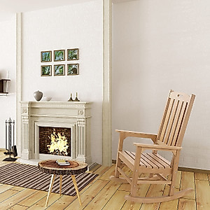 YeegfeyA Vaneventi Outdoor Rocking Chair with 350lbs Support, All-Weather Oversized Outdoor Chair, Fade-Resistant Porch Rocker Chair, 34L 27W 46.8H (Teak)