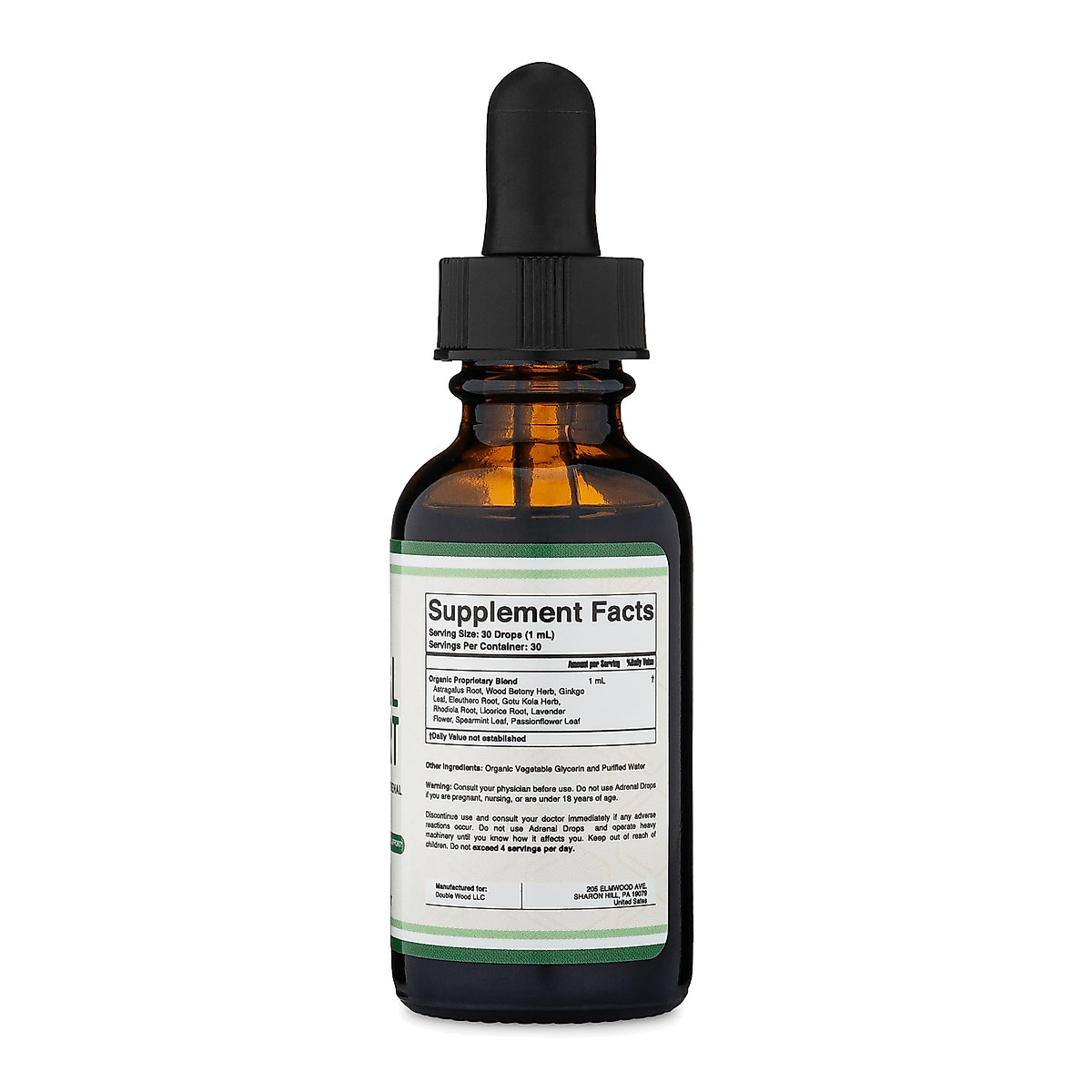 Adrenal Support Supplements (Liquid Drops) - 10 Organic Adaptogens for Adrenal Fatigue (One Month Supply) Cortisol Manager for Stress Relief (10 Apoptogenic Herbs for Adrenal Health) by Double Wood