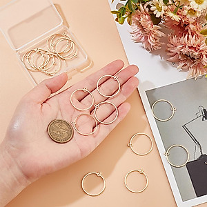 BENECREAT 20pcs 18K Real Gold Plated Round Beading Hoop Earring Finding Components for Jewelry Making, Wedding Mother's Day Festival Gift DIY, 27.5x25mm