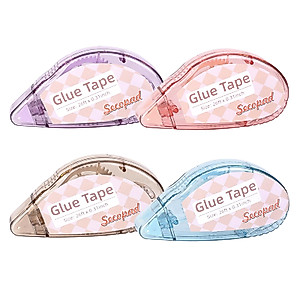 Secopad Scrapbook Tape, 4 Pack Double Sided Tape Roller for Crafts, Adhesive Tape Glue Runner Scrapbooking Supplies Journaling School Office for Kids and Adults, 0.3IN x 26FT