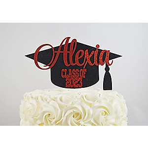 Personalized 2023 Graduation Cap Glitter Paper Party Cake Topper