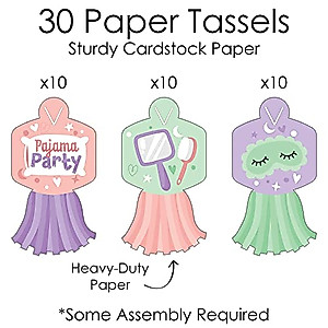Big Dot of Happiness Pajama Slumber Party - 90 Chain Links and 30 Paper Tassels Decoration Kit - Girls Sleepover Birthday Party Paper Chains Garland - 21 feet