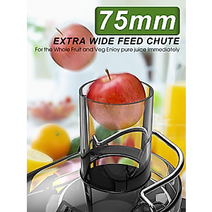 Juicer Machine, 1200W Juicer with 3" Feed Chute for Whole Fruits and Veg, Dual Speeds Centrifugal Juice Extractor, High Juice Yield, Full Copper Motor, Easy to Clean, BPA Free (Sliver)