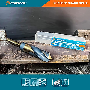 CORTOOL 5/8 Inch Drill Bit | Reduced Shank High Speed Steel | 5/8 Drill Bit for Metal and Steel | HSS M2 Black & Gold Drill Bit with 1/2" Shank