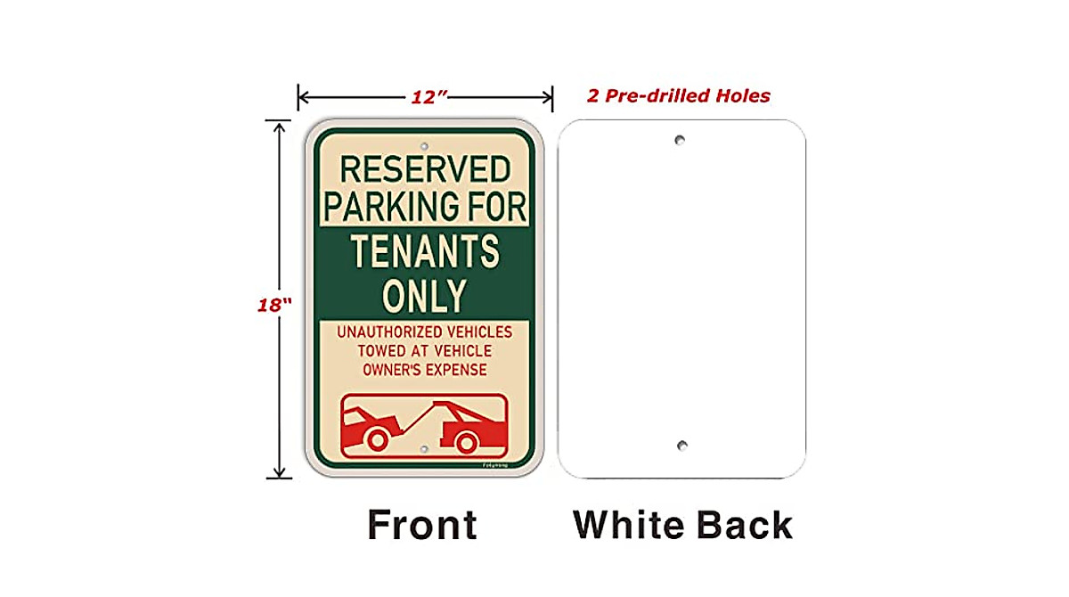 Reserved Parking Sign - 2 Pack for Tenants Only