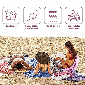 CASAVERSE Turkish Beach Towel, 100% Cotton Quick Dry Sand Free Beach Towels, Travel Turkish Towel