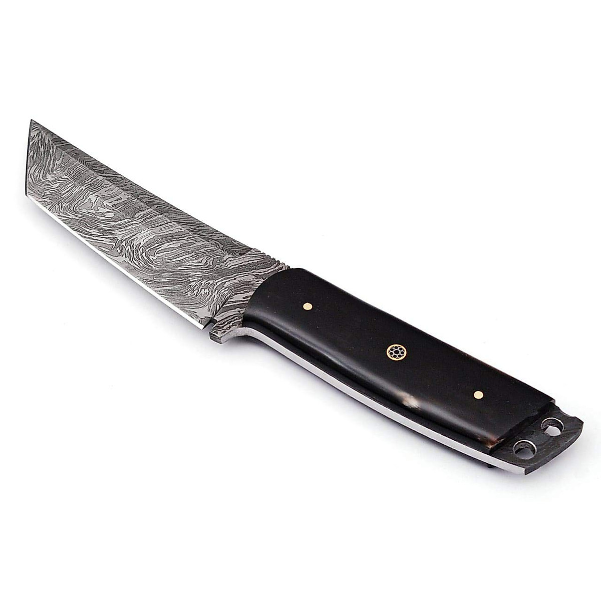 Grace Knives Handmade Damascus Steel Tanto Knife Fixed Blade Hunting Knife 9.5 Inches with Leather Sheath G-2018