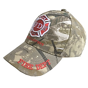Fire Department - First in Last Out Fireman Officer Gear Uniform Baseball Cap Hat Adjustable (Camo)