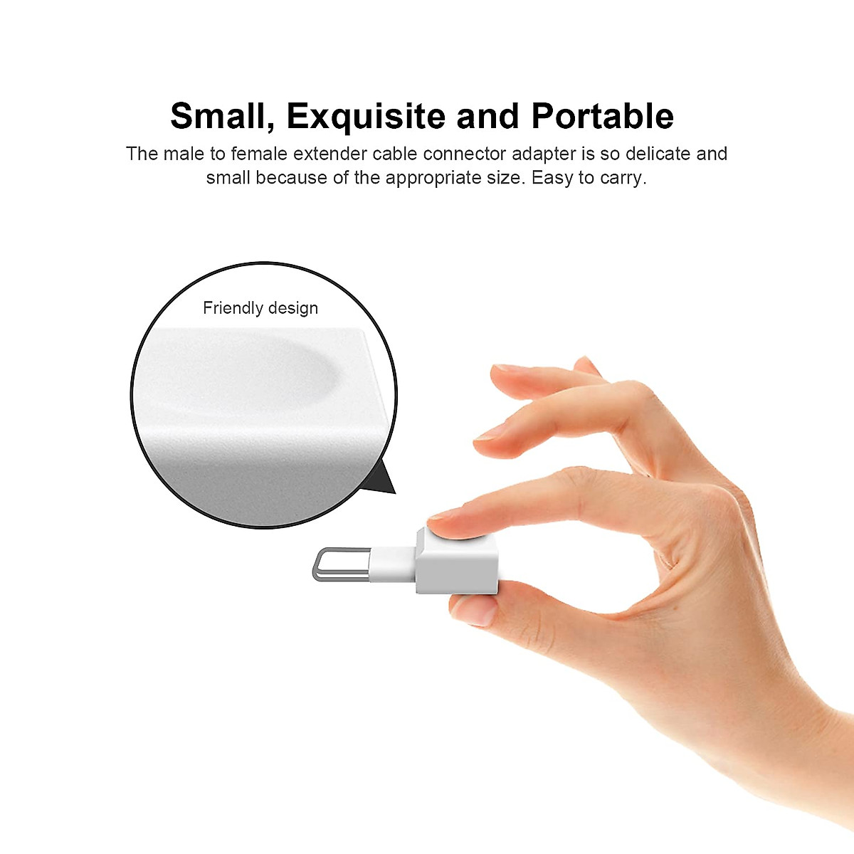 2Pack Cellphone Dock Extender Adapter Connector Seats Female to Male. Pass Video, Audio, Picture, Photo, Music, Data and Power Charger for Your Mobile. (White)