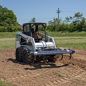 Titan Attachments 72in Ripper Scarifier Skid Steer Attachment, Quick Connect Landscape Rake
