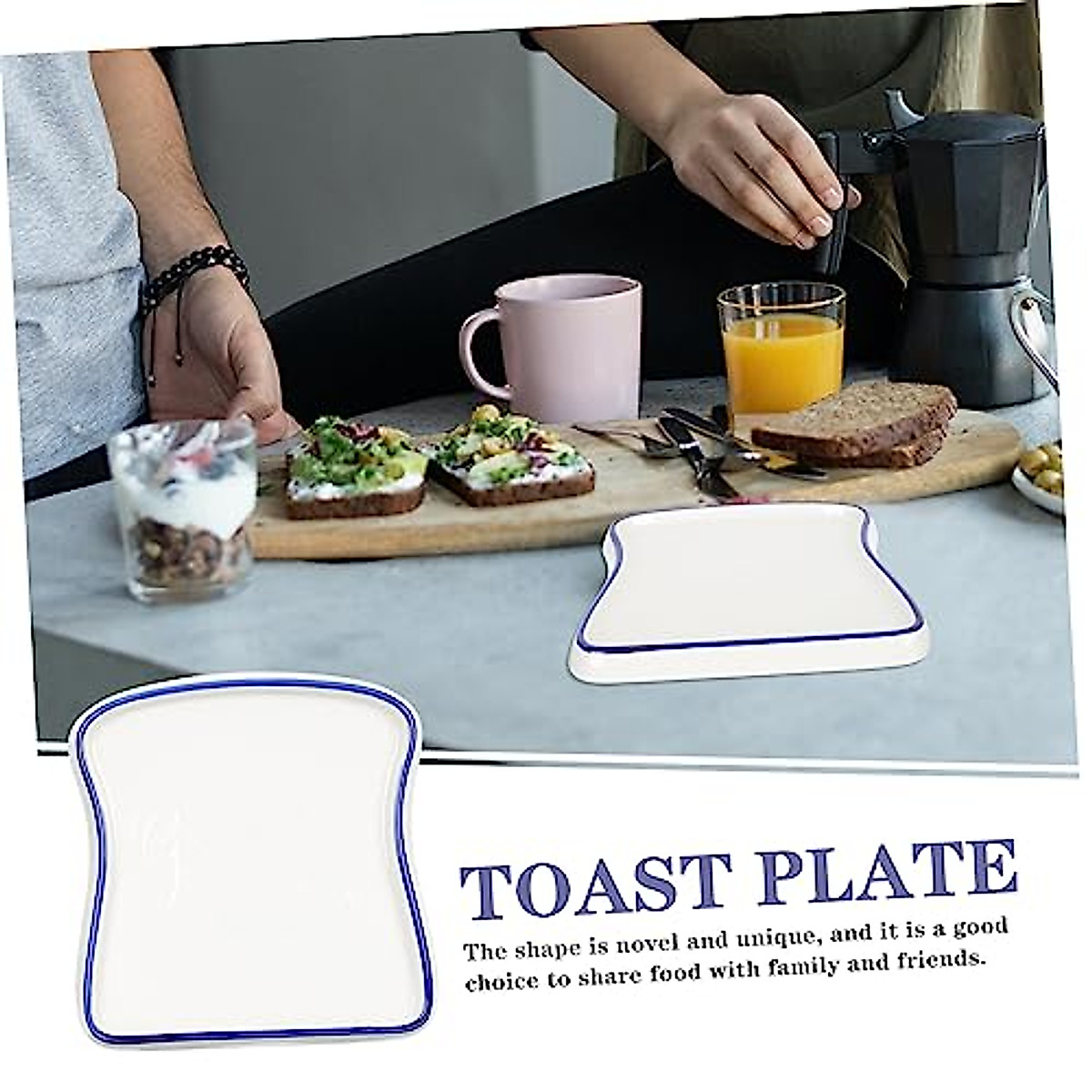 Pasta Accessories Plate Jewelry Tray Food Tray Pizza Tray Biscuit Bowl Ceramic Jewelry Tray Breakfast Food Plate Home Accessory Home Supply Fruit Salad Ceramics Bread Blue