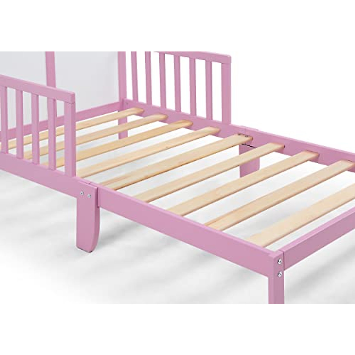 CITYLIGHT Toddler Bed Frame with Safety Guardrails, Solid Wood Toddler Bed for Kids, Boys & Girls, Easy to Assemble- Greenguard Gold Certified, Pink & White