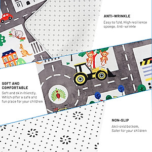 LTKOUGFAM Kids Rug City Life Playmat Play Carpet for Playing Cars Toy, Kids Baby Play Mat for Floor, Educational Road Traffic Floor Area Rug, Kids Rugs for Playroom Room Bedroom (78.7X 59 Inch)