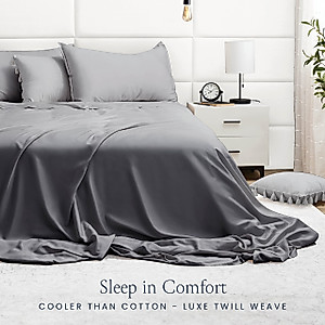 BELADOR Viscose Bamboo Sheets Queen - Silky Luxury Bed Sheets Cooling Sheets Set - Soft Satin Bed Sheet Set - 16 Inch Deep Pocket - Hotel Sheets Bedding Set Flat Sheet + Fitted Sheet + 2 Pillowcase