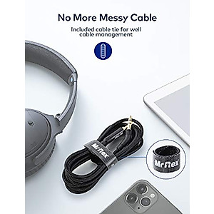 Mr Rex 2.5mm to 3.5mm Audio Aux Cable for Bose 700 QuietComfort QC45 QC35II QC35 QC25 Headphones, JBL E45BT E55BT Headsets, Headphone Replacement Cord Nylon Braided Cable Stereo Adapter 5ft/1.5m,Black