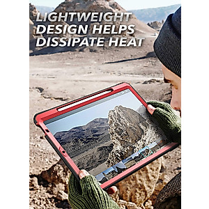 SUPCASE for iPad Air 5th Generation Case/iPad Air 4th Generation Case with Pencil Holder (Unicorn Beetle Pro), [Built-in Screen Protector & Stand] Rugged Case for iPad Air 5/4 10.9 Inch, Ruddy