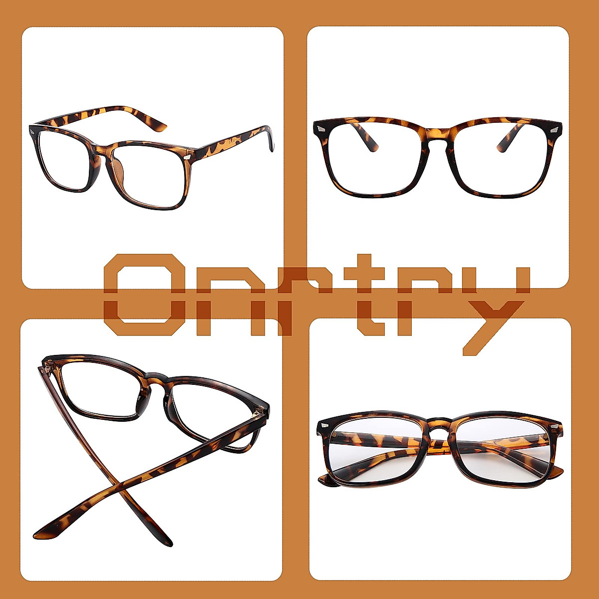 Onrtry Non Prescription Glasses for Men Women Square Clear Lens Eyeglasses (Tortoise)