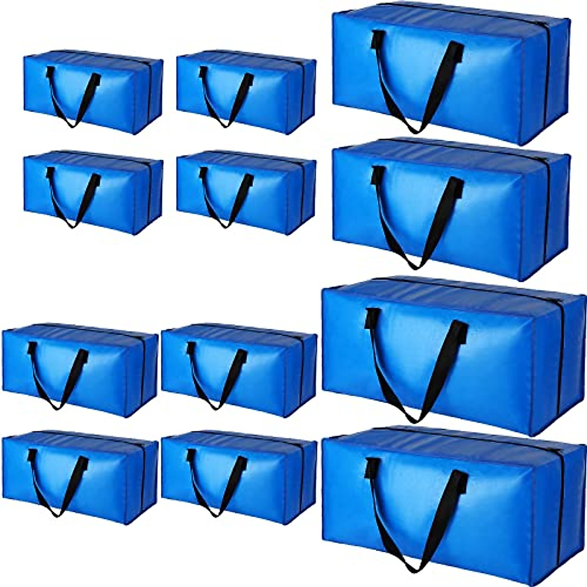 Nuogo 12 Pieces Heavy Duty Moving Bags Extra Large Storage Bags with Strong Handles Zippers Blue Moving Storage Bags Totes for Space Saving Moving Camping College Dorm Christmas Decorations Storage