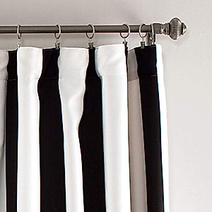 Lush Decor Wilbur Room Darkening Striped Window Panel Curtains Set (Pair), 84 in L, Black