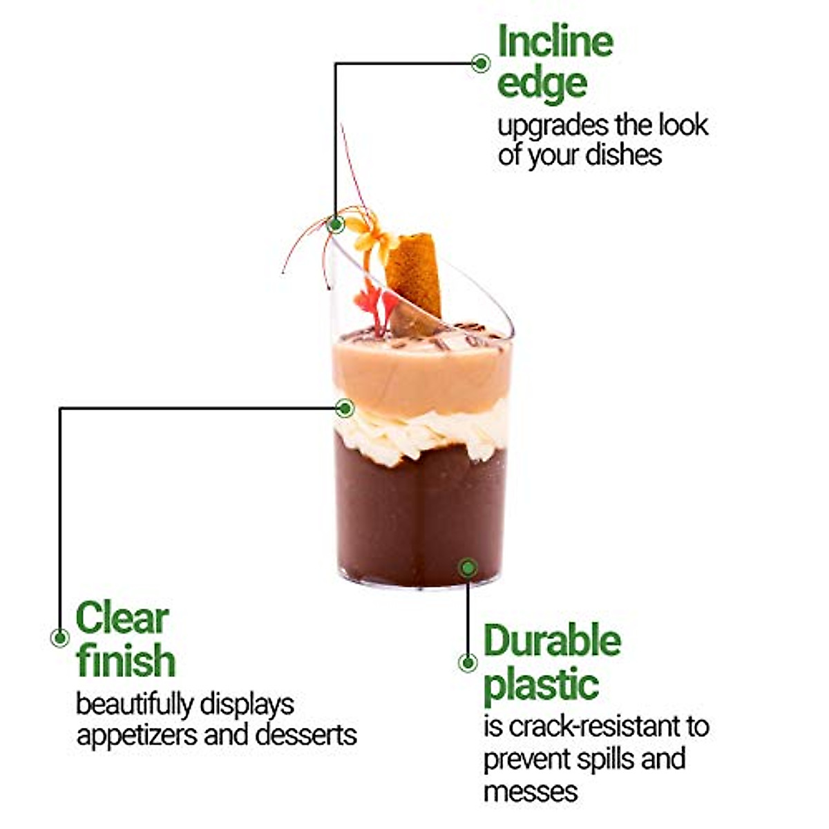 Restaurantware 3 Ounce Shot Glasses 100 Round Incline Cups - With Clear Finish Disposable Plastic Shot Glasses For Serving Samples At Wedding Banquets And Catered Events