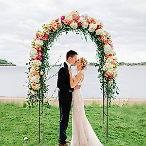 Garden Arch, Outdoor Flower Garden Arch Trellis, Sturdy Steel Arbor for Climbing Plants, Wedding Decoration, 7'8" H x 4'5" W, Dark Green