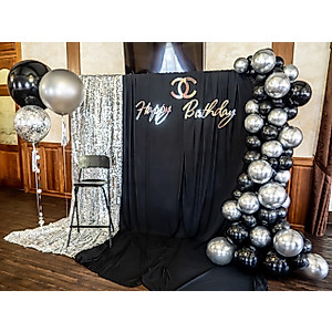 Dagelar Black and Silver Balloon, 30pcs Metallic Chrome Silver and Black Birthday Balloons with Black Silver Confetti Balloon, Helium Balloon for Wedding Bridal Shower Birthday Graduation Party Supply