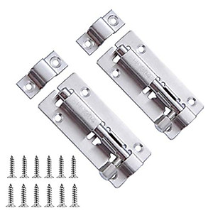 2 Pcs Door Lock Bolt Barrel Sliding Latch Lock with Screws for Bathroom Toilet Shed Door Furniture Pet Gate, 3 Inch