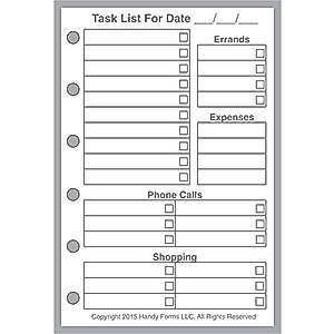 Pocket Size Daily Task Planner Insert, Sized and Punched for Pocket Notebook (3.25" x 4.75")