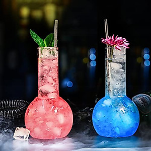 INFTYLE Creative Tube Cocktail Glass Set of 2-14oz Distilling Flask Clear Glass for Cocktail Martini Tequila Margarita for Party, Home Bar or Gift