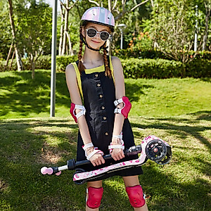 WeSkate Scooter for Kids, Foldable Scooter for Toddlers Girls & Boys with LED Lights Up Scooters Wheels, Adjustable Height Scooter for Children Age 3-12