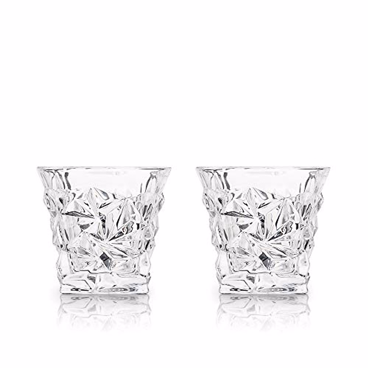 Viski Gem Crystal Whiskey Tumblers Set of 2, Lead-Free Premium Crystal Clear Glass, Striking Lowball Cocktail Glasses, Scotch Glass Gift Set, 10 oz
