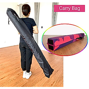 Marfula 6 FT / 8 FT / 9 FT Folding Gymnastics Beam Foam Balance Floor Beam - Extra Firm - Suede Cover - Anti Slip Bottom with Carry Bag For Kids/Adults Home Use (Pink Purple-Camo, 6 FT)