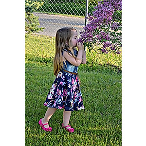 YJ.GWL Girls Dresses, Denim Tops Flower Girl Dress, Princess Dresses for Girls, Girls Spring Summer Dress Casual Outfits, Party Dresses Fashion Clothes for Girls 8-10 Years