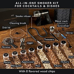 Smoking Gun, Smoke Gun for Cocktails - Cocktail Smoker Kit & 8 Wood Chip Flavors - Drink Smoker Infuser Kit - Indoor Smoker Drink Smoker - Smoking Gun Food Smoker, Old Fashioned Smoker Kit for Whiskey