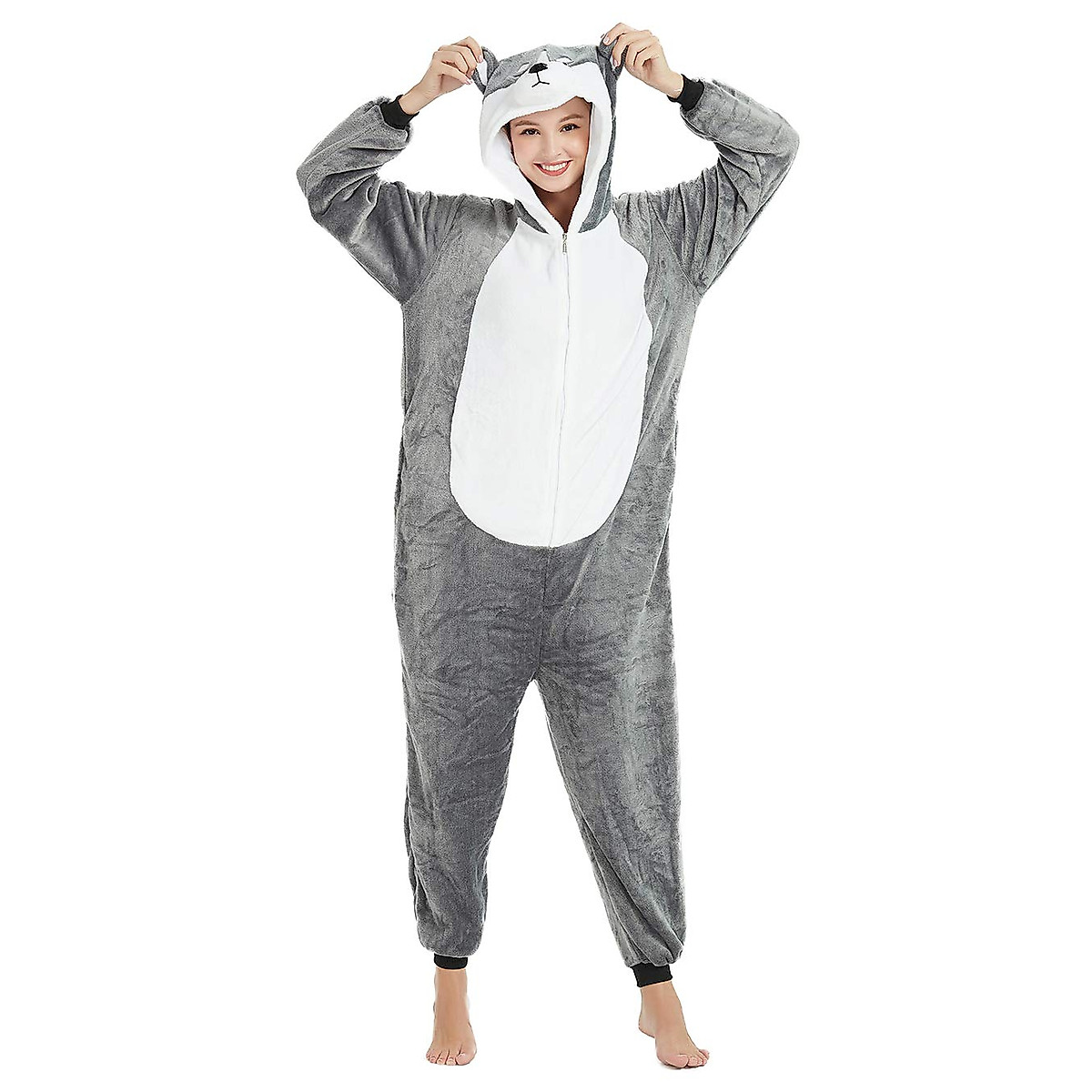 ABENCA Adult Onesie Pajamas for Women Cartoon One Piece Animal Dog Puppy Halloween Christmas Cosplay Costume.Doggy.M
