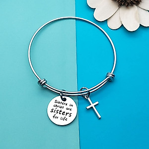 Dabihu Christian Sister Gift Religious Gifts for Women Sisters Bracelet Sisters Gifts Religious Sisters Jewelry Christmas Birthday Gifts for Sister Friends Cousin Friendship Bangle Faith Gifts
