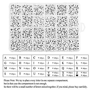 1620 Pieces A-Z Letter Beads, 7x4mm Sorted Alphabet Beads and White Acrylic Letter Bead Kit, Vowel Letter Beads for Jewellery Making&Crafts&Name BraceletsMaking&Crafts&Name Bracelets