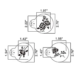 Art Kitchenware 6pcs Roses Cookie Stencils Set for Wedding Cake Stencils Valentine's Day Plastic Stencils for Airbrush Decoration Mold (2.76 inches)