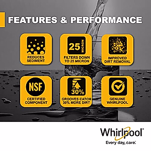 Whirlpool Whole House Large Capacity Sediment Filter WHKF-GD25BB, NSF Certified 25 Micron Filtration, 6-Month Filter Life, Protects Dishwasher, Laundry Machines and other Water Appliances