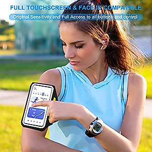 Phone Armband for Running Cell Phone Armband with Zipper Pocket for Earbuds Car Keys, Water Resistant Sport Arm Band for iPhone 14 13 12 11 Pro Galaxy S20 S30 Fit Up to 6.7'' with Phone Case