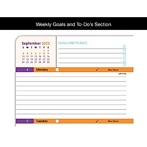 Dated High School Student Planner 2023-2024 Academic School Year, Small (5.5" by 8.5") Block Style Datebook with Classic High Block Cover