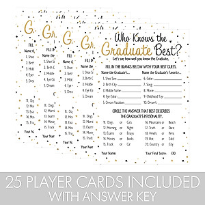 DISTINCTIVS Who Knows The Graduate Best, Graduation Games for Parties - 25 Count