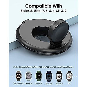 Charger Dock Compatible with Apple Watch, Foldable Magnetic Wireless Charging Station Stand with USB C Cable Accessories Compatible for iWatch Series Ultra/8/7/6/5/3/2/SE, Black