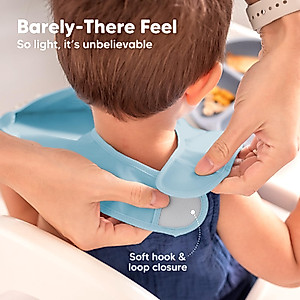 3-Pack Waterproof Baby Bibs for Eating - Lightweight Baby Bib with Food Catcher, Mess Proof Toddler Bibs, Waterproof Bibs for Baby Boys, Baby Girls, Feeding Bibs, Drool Bibs, Baby Food Bibs (Ocean)