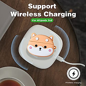 Mulafnxal for Airpods 3 3rd Generation Case Cute 3D Lovely Unique Cartoon for Airpod 3 Silicone Cover Fun Funny Cool Design Fashion Cases for Boys Girls Kids Teen for Air pods 3 (2021) (Shiba Inu)