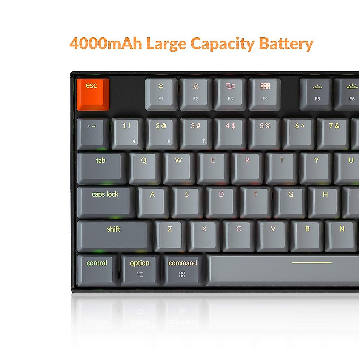 Keychron K8 Hot-swappable Wireless Bluetooth 5.1/Wired USB Mechanical Gaming Keyboard, Tenkeyless 87 Keys Computer Keyboard with Gateron G Pro Blue Switch RGB Backlight N-Key Rollover for Mac Windows